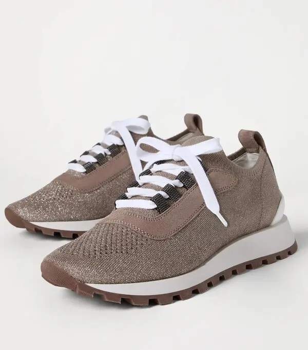 Brunello Cucinelli Cotton-blend Knit Runner Sneakers - Brown