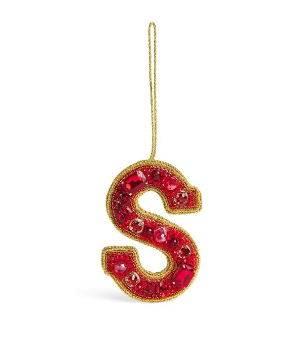 Tinker Tailor Embellished Letter S Ornament - Red