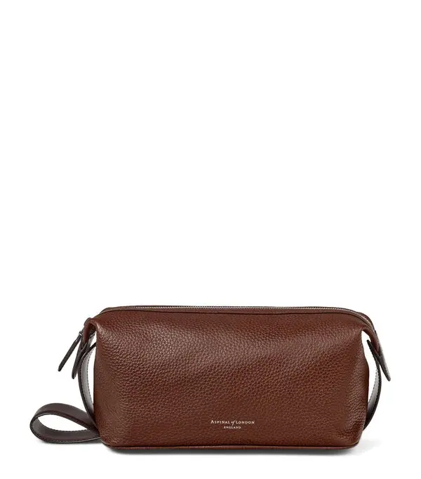 ASPINAL OF LONDON Leather Reporter Wash Bag - Brown