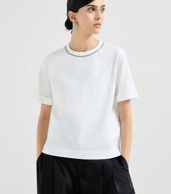 Brunello Cucinelli Cotton Beaded T-shirt