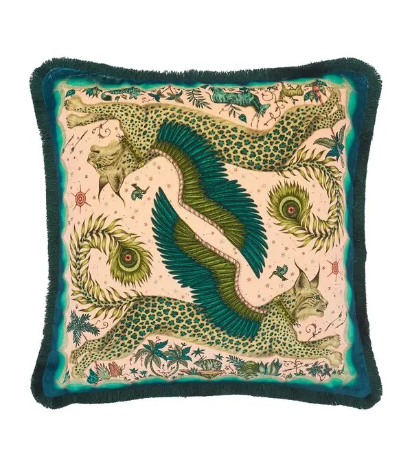 EMMA J SHIPLEY Velvet Lynx Cushion - Navy