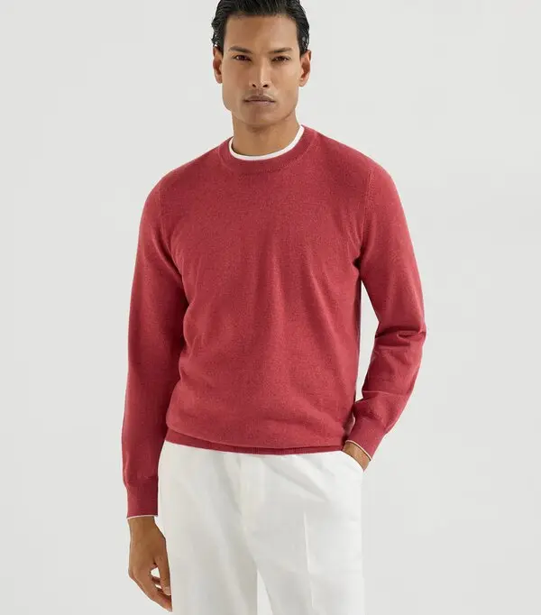 Brunello Cucinelli Cashmere Crew Neck Sweater - Red