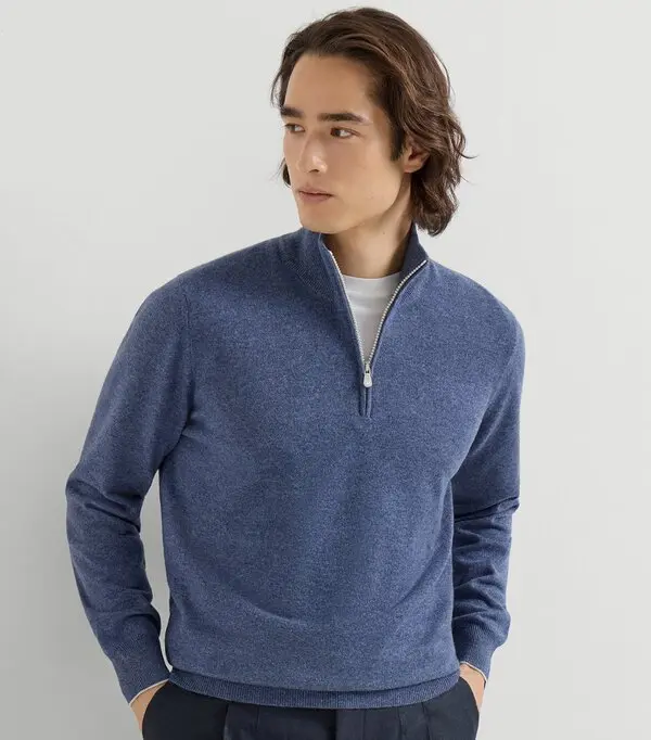 Brunello Cucinelli Cashmere Half-zip Pullover - Blue