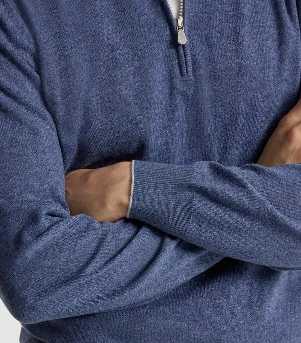Brunello Cucinelli Cashmere Half-zip Pullover - Blue