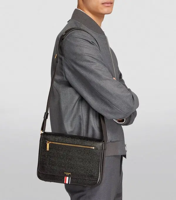 Thom Browne Pebbled Leather Reporter Bag