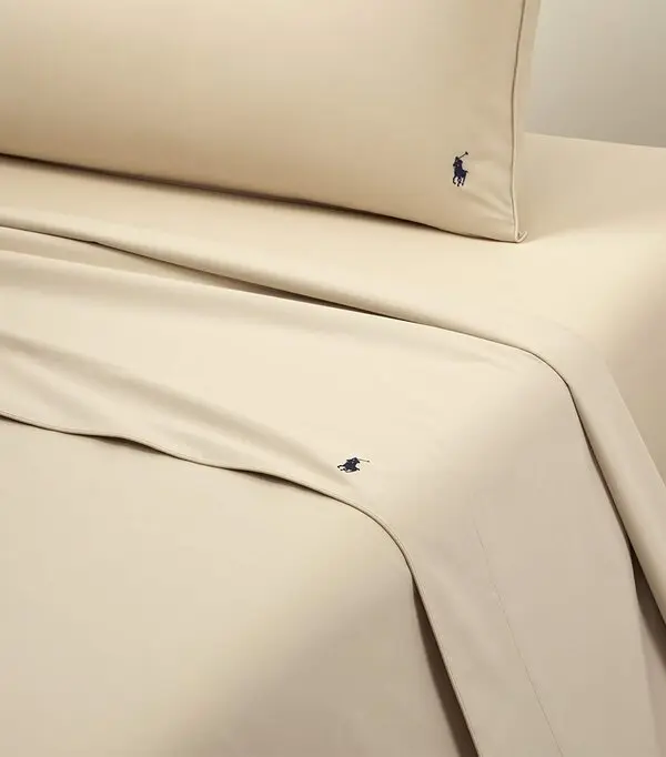 Ralph Lauren Cotton Player Super King Flat Sheet - Beige