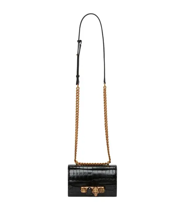 Alexander McQueen Leather Jewelled Satchel - Black