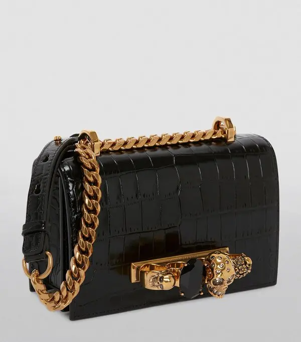 Alexander McQueen Leather Jewelled Satchel - Black