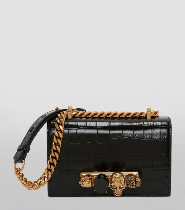 Alexander McQueen Leather Jewelled Satchel - Black