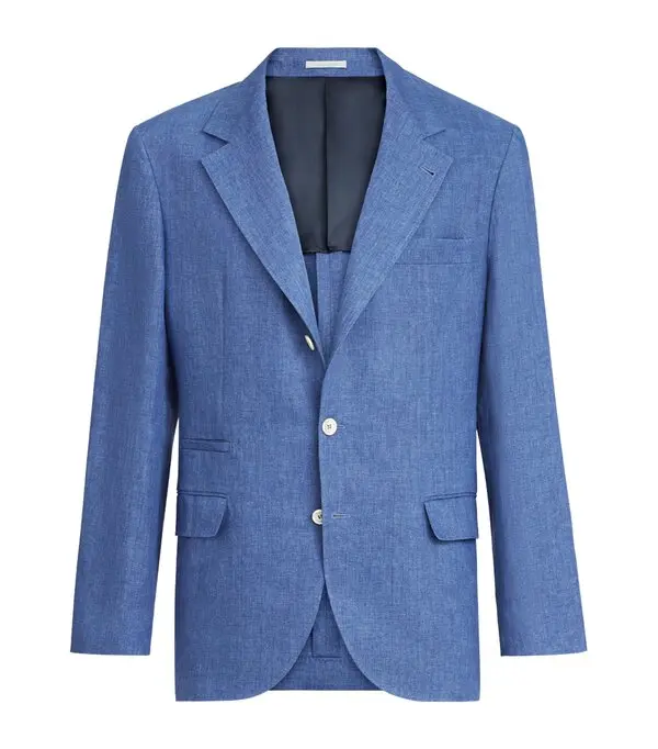 Brunello Cucinelli Linen Single-breasted Blazer - Blue