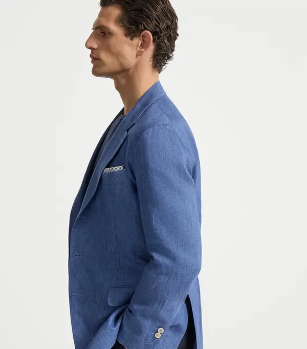 Brunello Cucinelli Linen Single-breasted Blazer - Blue