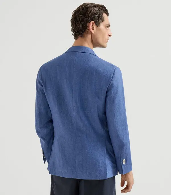 Brunello Cucinelli Linen Single-breasted Blazer - Blue