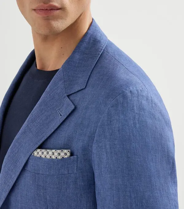 Brunello Cucinelli Linen Single-breasted Blazer - Blue