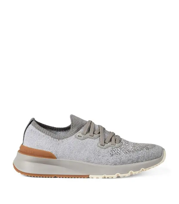 Brunello Cucinelli Cotton-blend Chiné-knit Sneakers