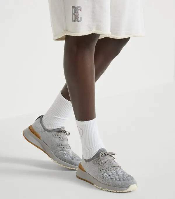 Brunello Cucinelli Cotton-blend Chiné-knit Sneakers