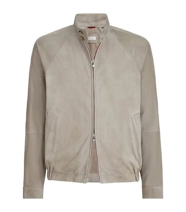 Brunello Cucinelli Suede Zip Jacket - Brown