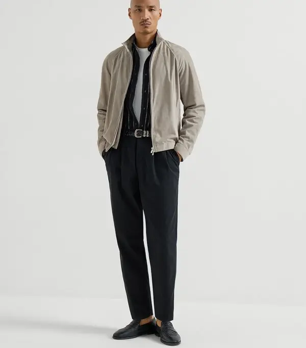 Brunello Cucinelli Suede Zip Jacket - Brown