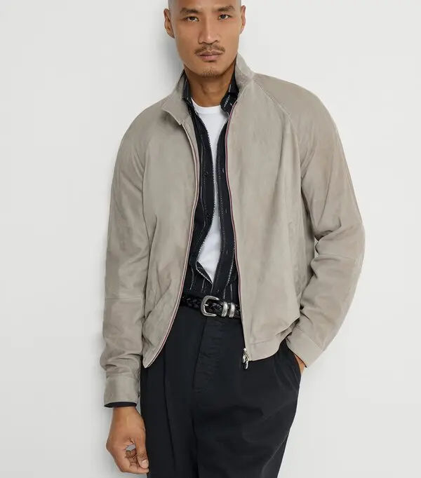 Brunello Cucinelli Suede Zip Jacket - Brown