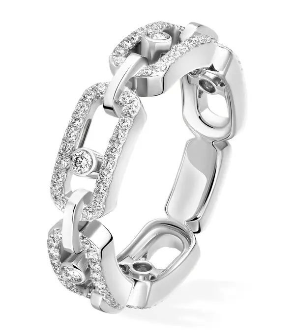 Messika Move Link Diamond And White Gold Ring - Silver