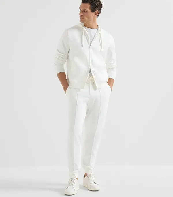 Brunello Cucinelli Cotton-blend Zip-up Hoodie - White