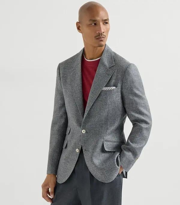 Brunello Cucinelli Silk-linen-wool Blazer - Grey