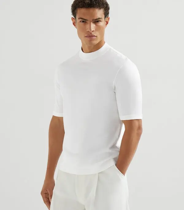 Brunello Cucinelli Cotton High-neck T-shirt - White