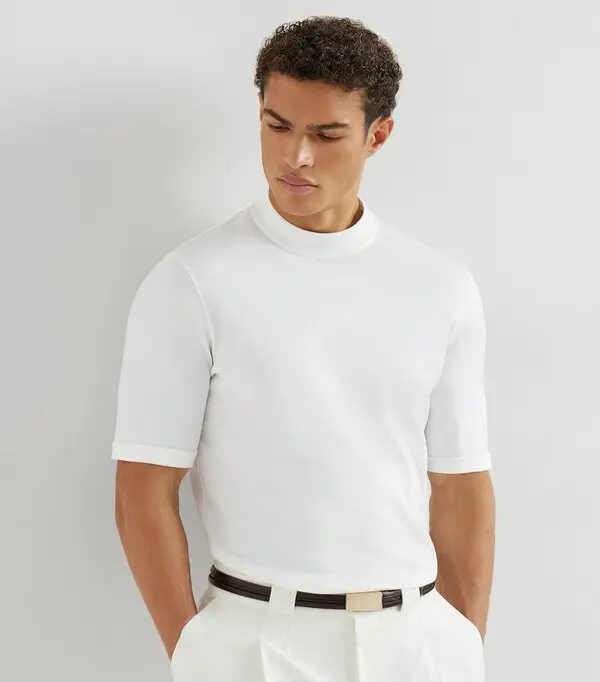 Brunello Cucinelli Cotton High-neck T-shirt - White