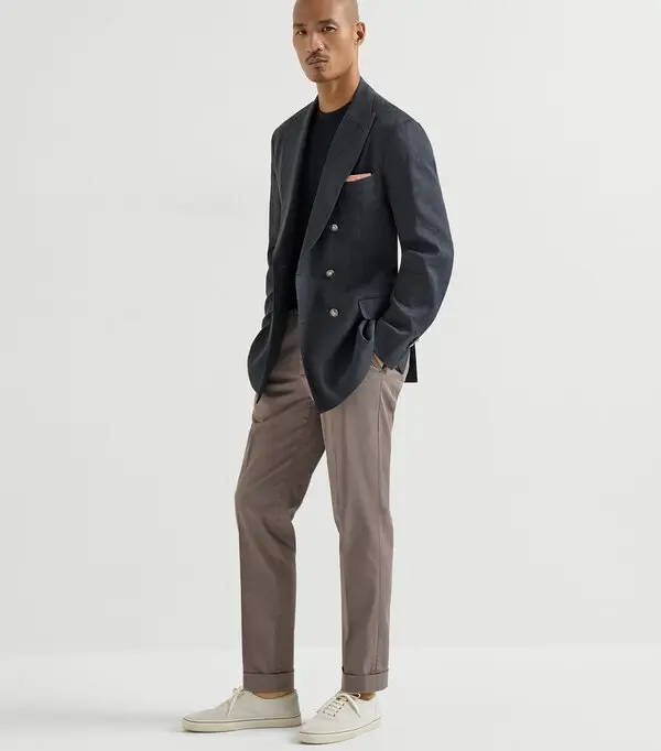Brunello Cucinelli Stretch-cotton Gabardine Trousers - Brown