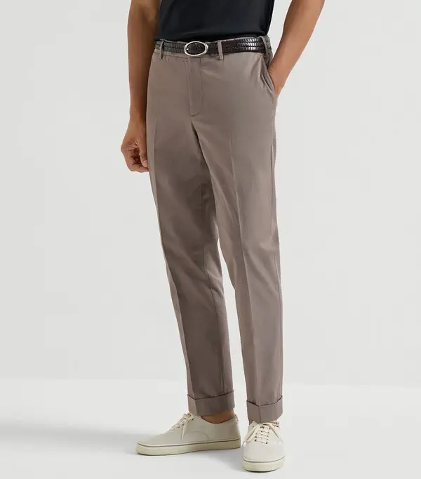 Brunello Cucinelli Stretch-cotton Gabardine Trousers - Brown