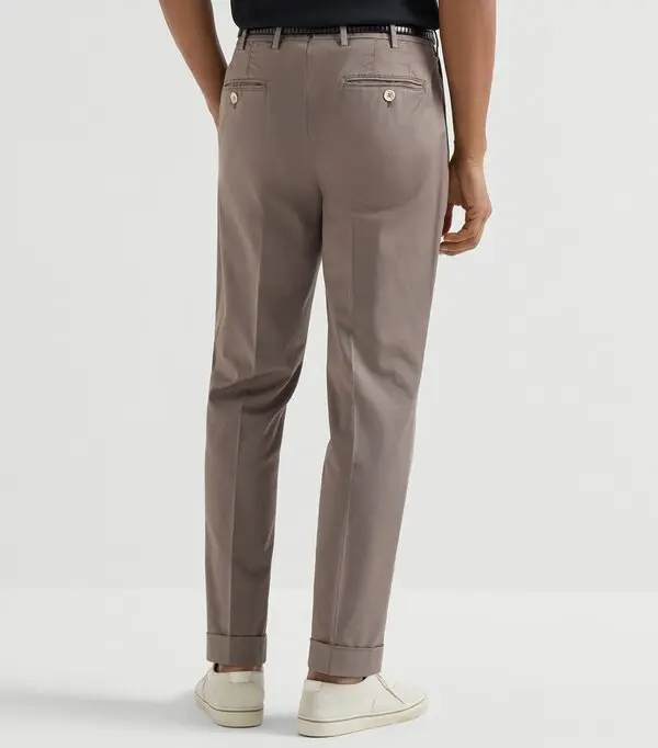 Brunello Cucinelli Stretch-cotton Gabardine Trousers - Brown
