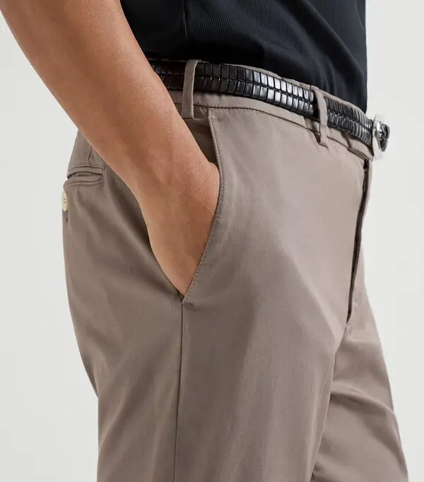 Brunello Cucinelli Stretch-cotton Gabardine Trousers - Brown