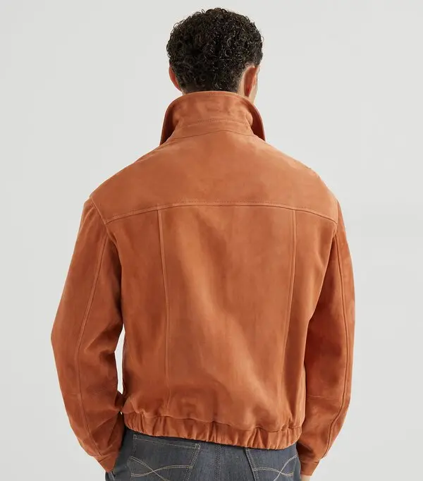 Brunello Cucinelli Suede Zip-up Jacket - Orange