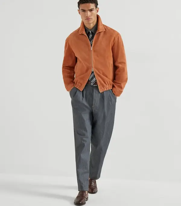 Brunello Cucinelli Suede Zip-up Jacket - Orange