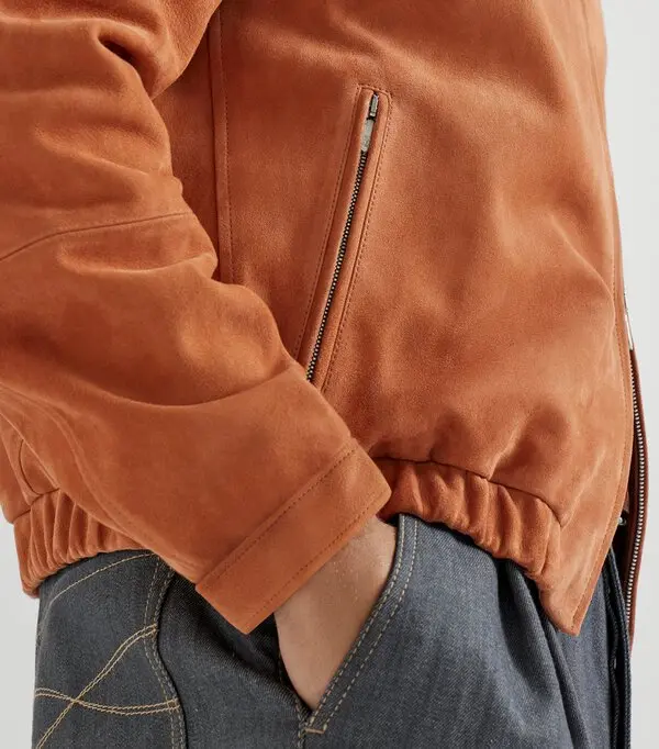 Brunello Cucinelli Suede Zip-up Jacket - Orange