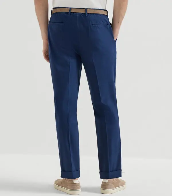 Brunello Cucinelli Cotton Pleated Trousers - Blue