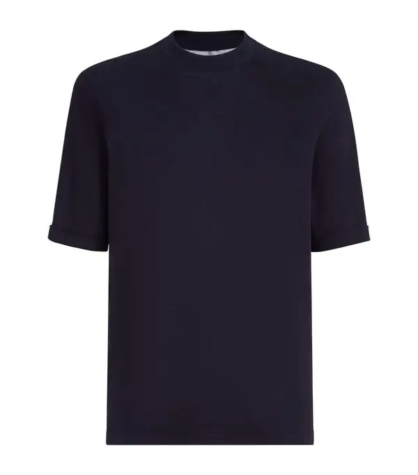 Brunello Cucinelli Cotton High-neck T-shirt - Blue