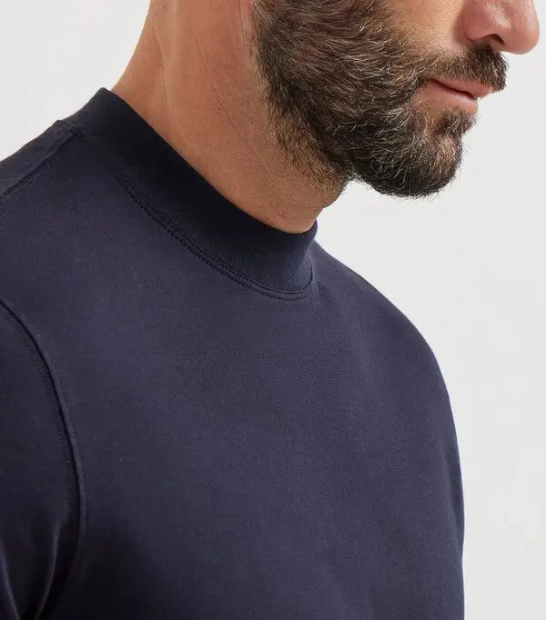 Brunello Cucinelli Cotton High-neck T-shirt - Blue