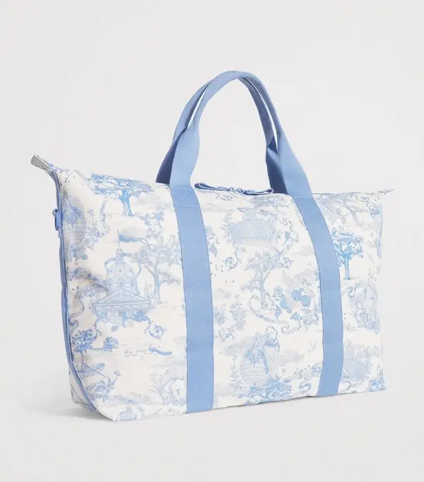 Harrods Toile Packable Overnight Bag And Pouch Set - Blue