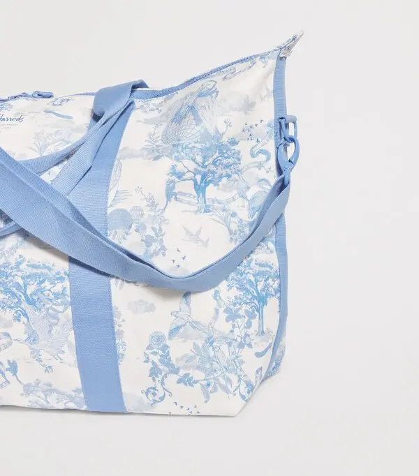 Harrods Toile Packable Overnight Bag And Pouch Set - Blue