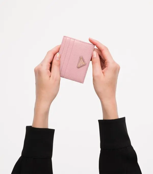 Prada Saffiano Leather Card Holder - Pink