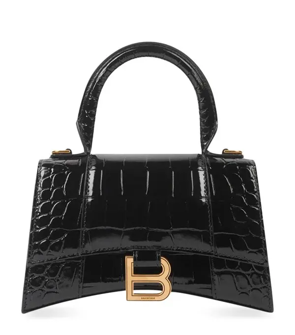 Balenciaga Xs Hourglass Top-handle Bag - Black