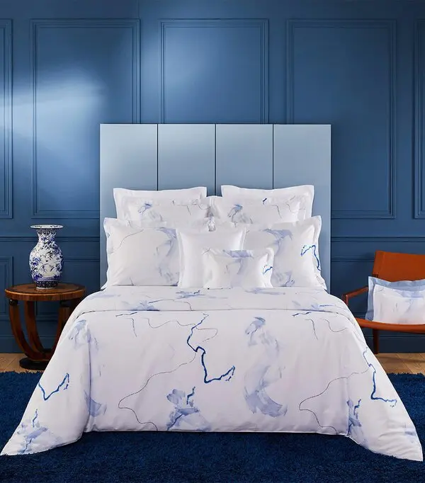 YVES DELORME COUTURE Ulysse Boudoir Oxford Pillowcase - Blue