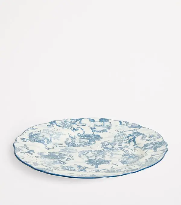 Harrods Bone China Toile Platter - Blue