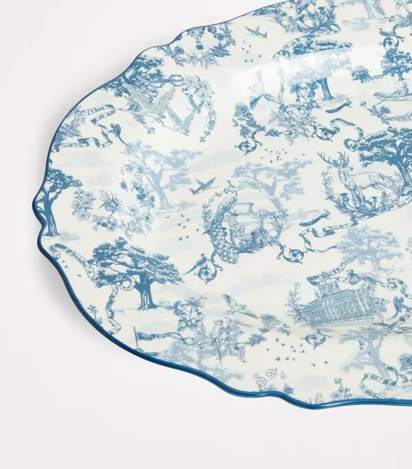 Harrods Bone China Toile Platter - Blue