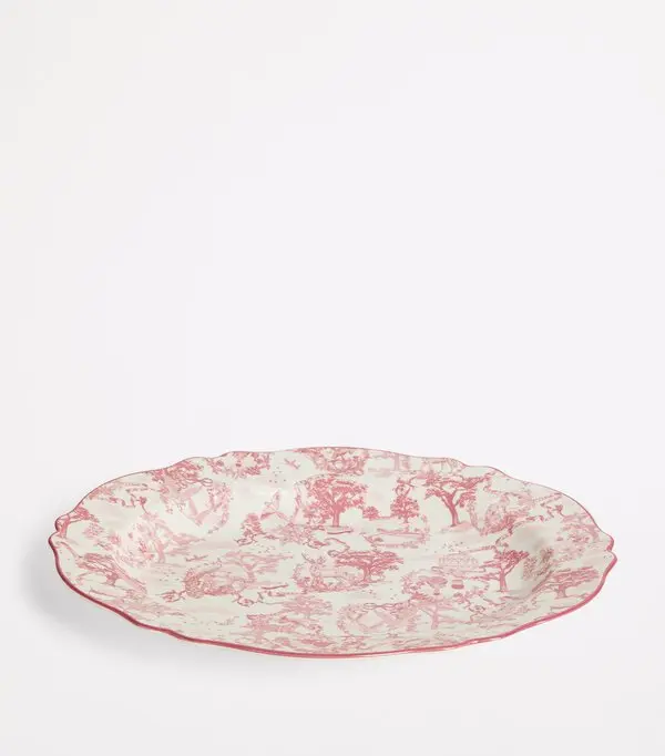 Harrods Bone China Toile Platter - Pink