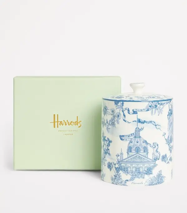 Harrods Bone China Toile Tea Caddy