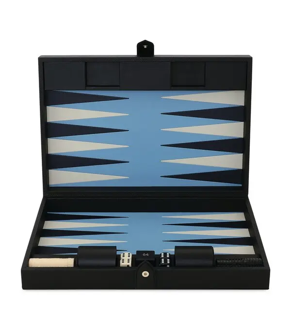 Smythson Leather Panama Backgammon Case - Black