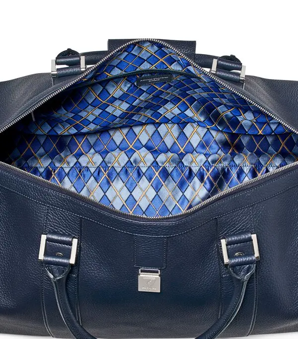 ASPINAL OF LONDON Grained Leather Boston Holdall - Blue