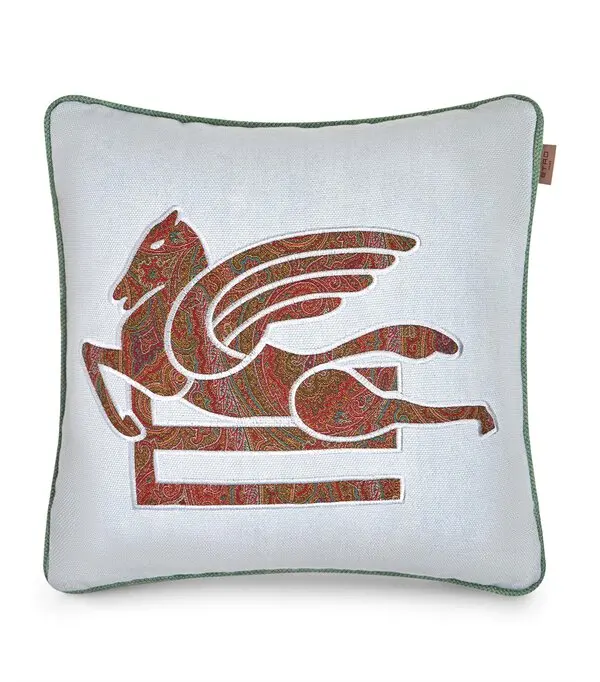 Etro Linen Somerset Embroidered Cushion - Blue