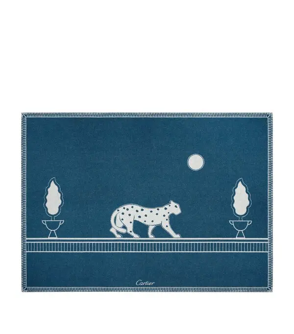 Cartier Merino Wool-cashmere Panthère De Blanket - Blue